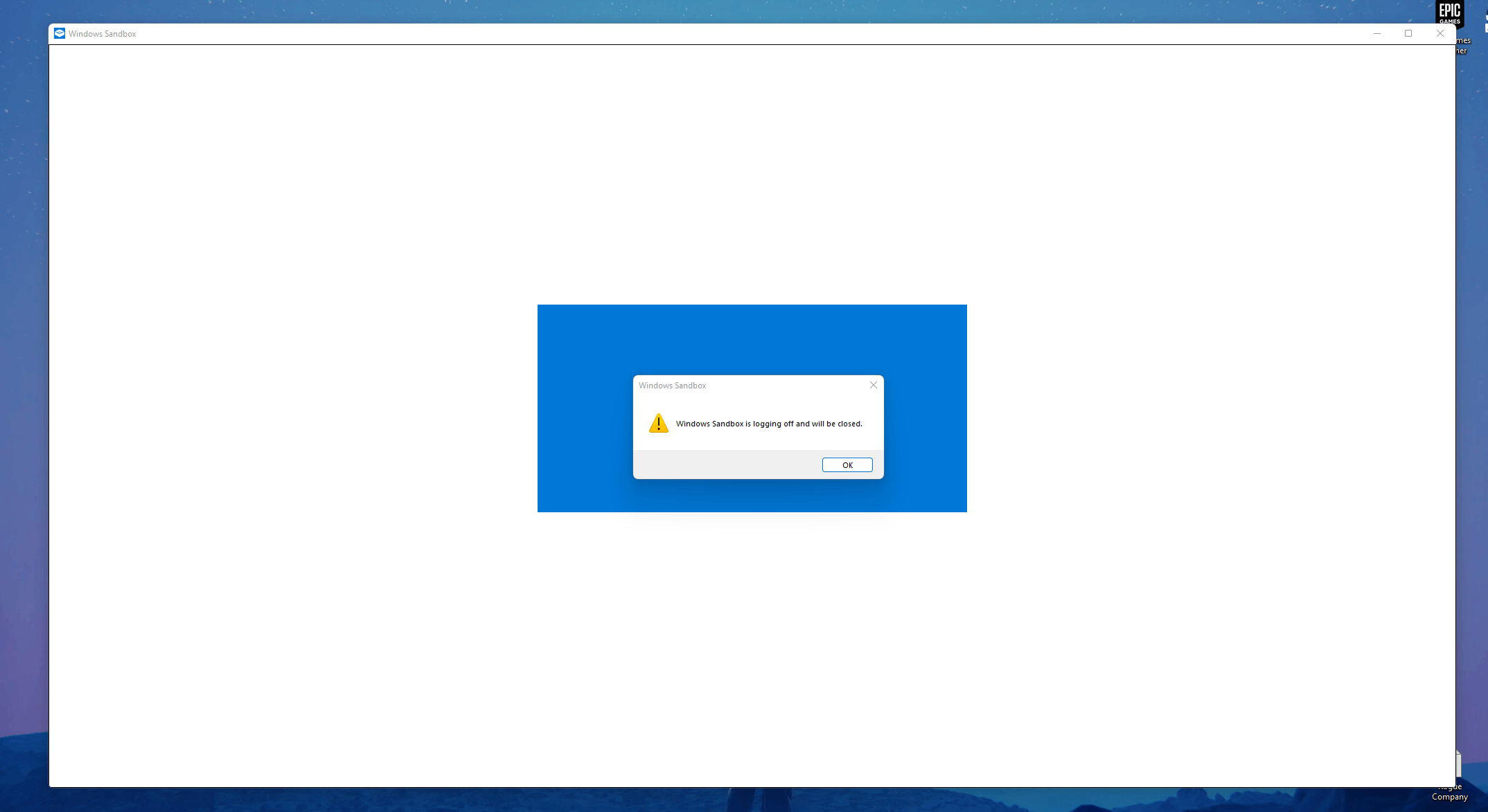 Windows 11 (OS Build 22454.1000) Windows Sandbox saying "Windows ...