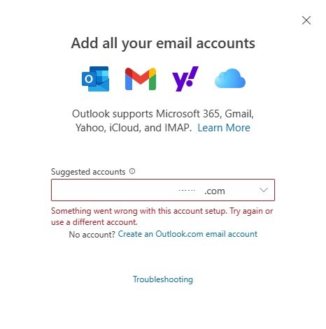 The New Outlook will not let me add personal email to Outlook that ...