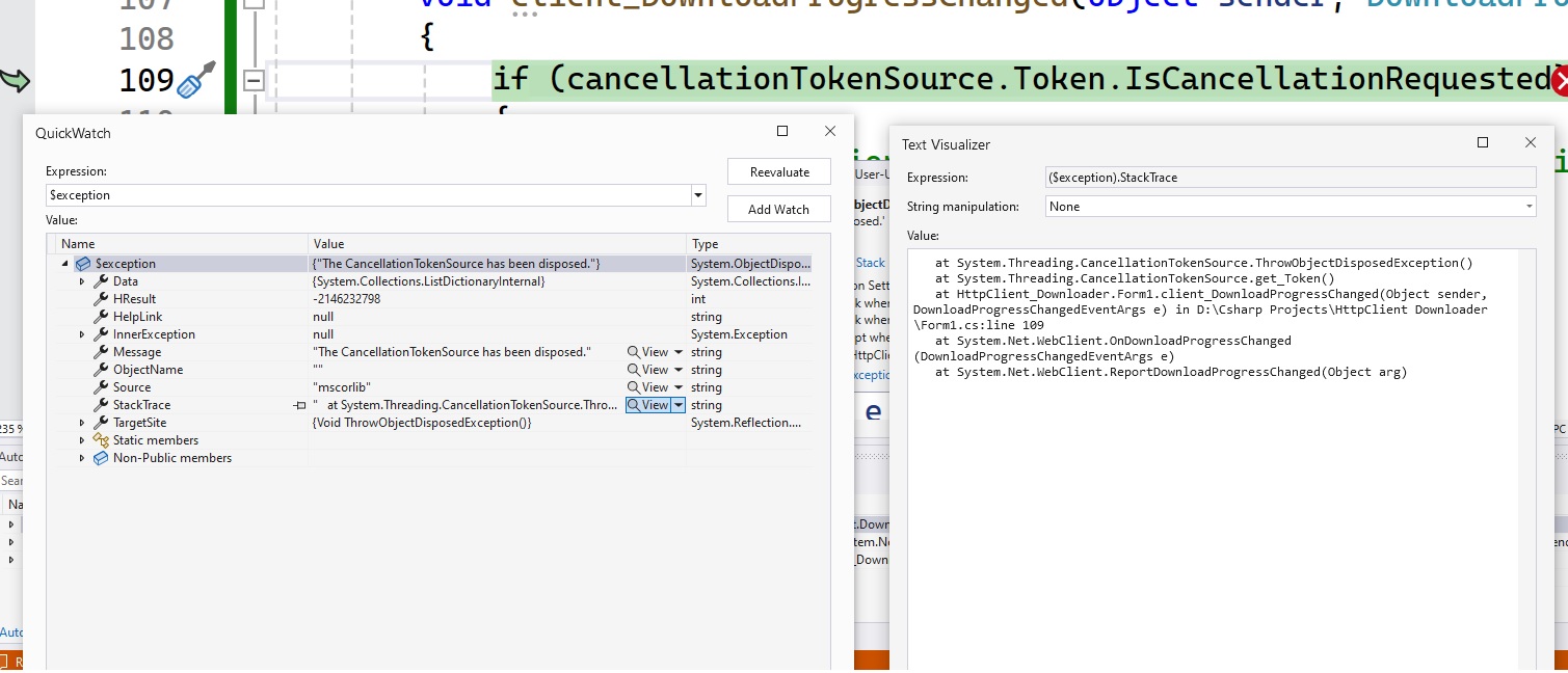 How to resolve exception when trying to cancel a file download System ... How to resolve exception when trying to cancel a file download System ...