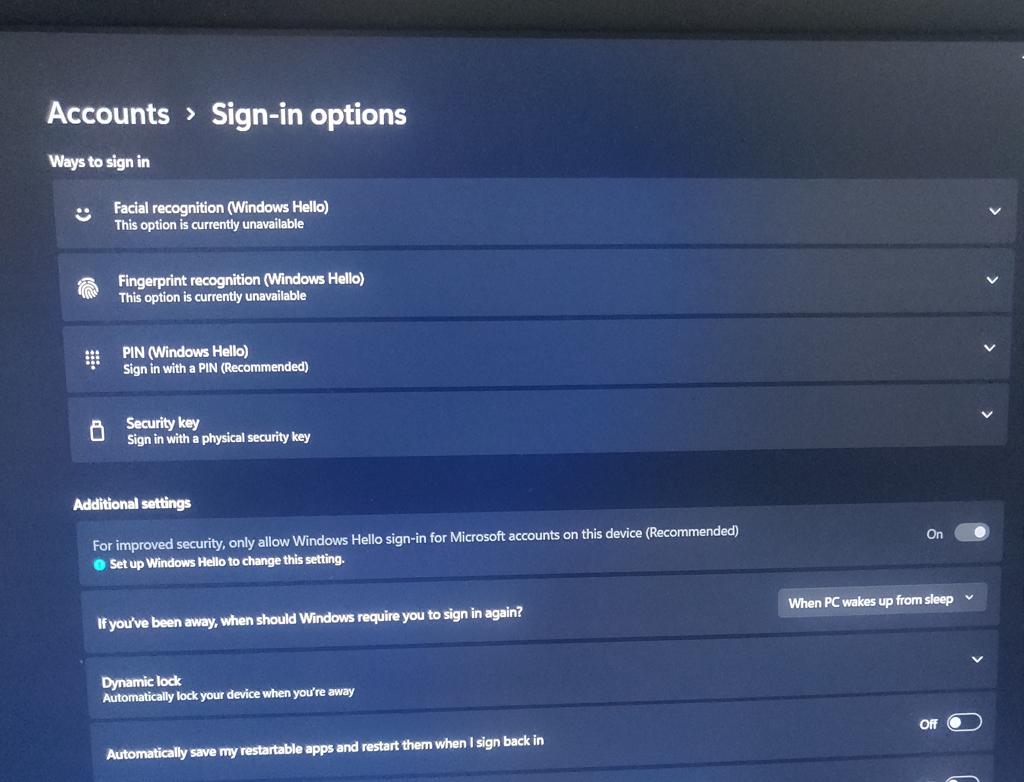 I can't see the password option in my windows 11 - Microsoft Q&A