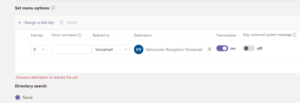 Auto Attendant Redirect Not Saving - Microsoft Q&A