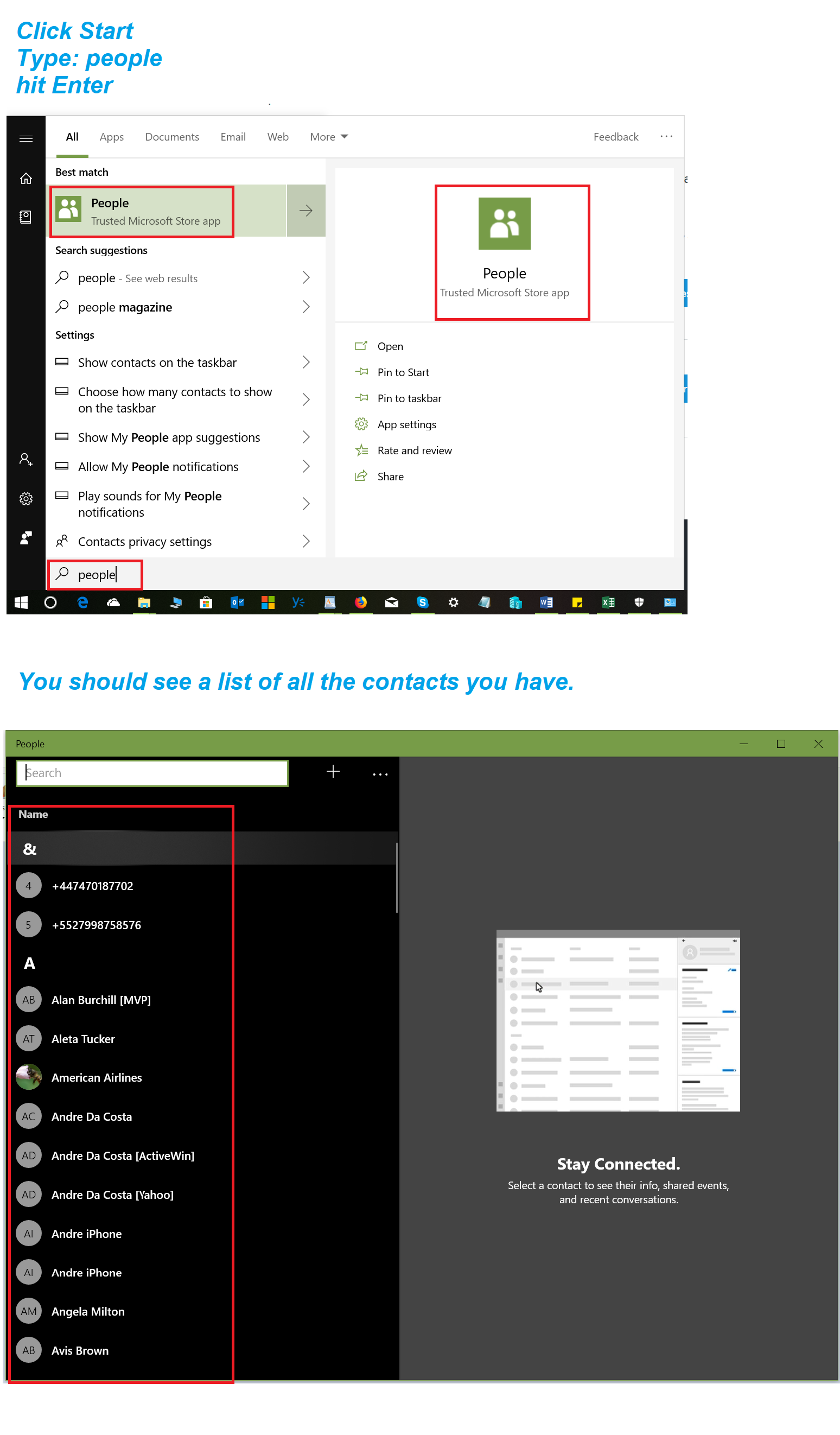 address book where can I find in Windows 10 - Microsoft Q&A