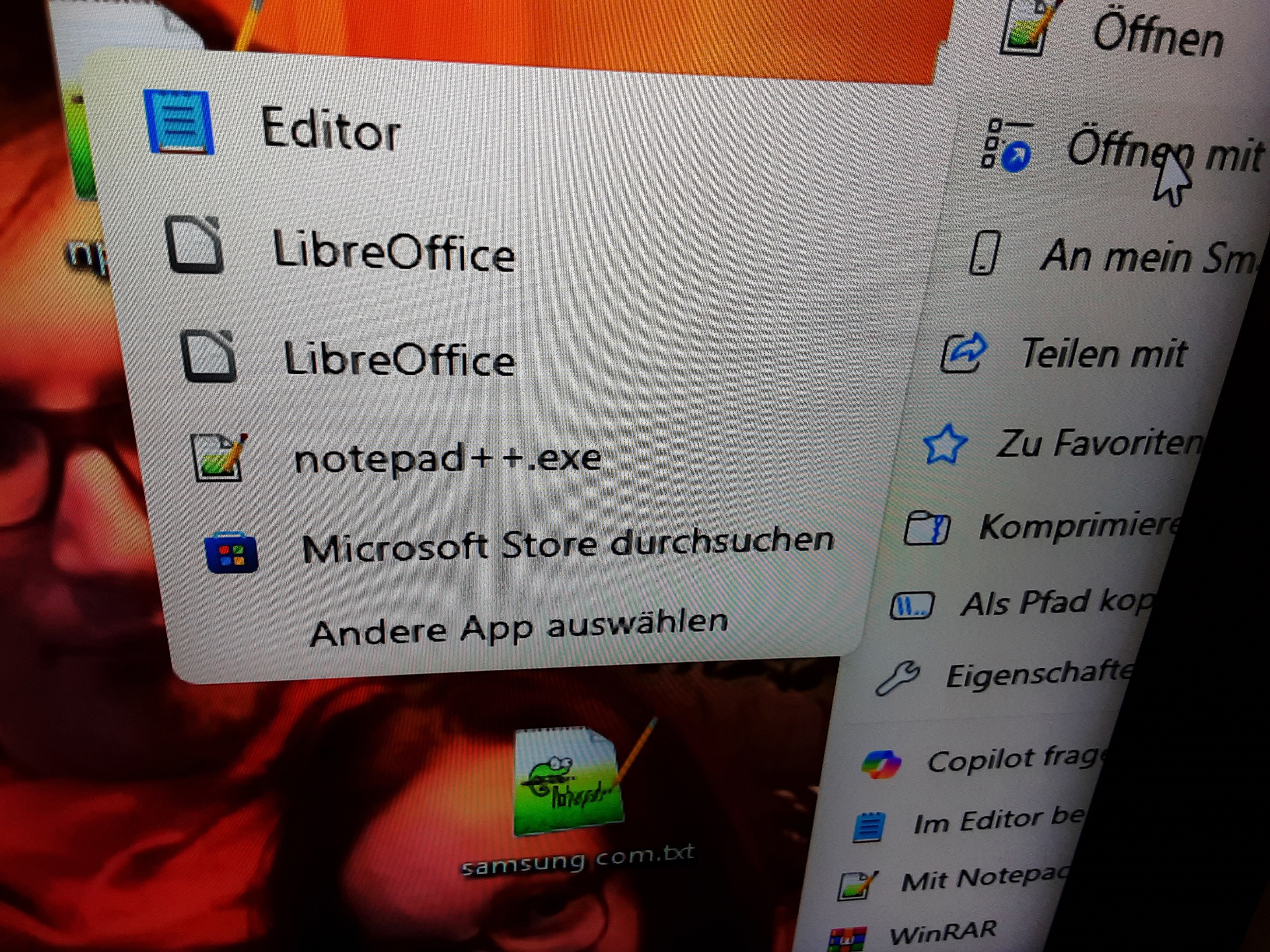 Kontext Eintrag von öffnen mit von .txt Dateien bearbeiten/entfernen ...