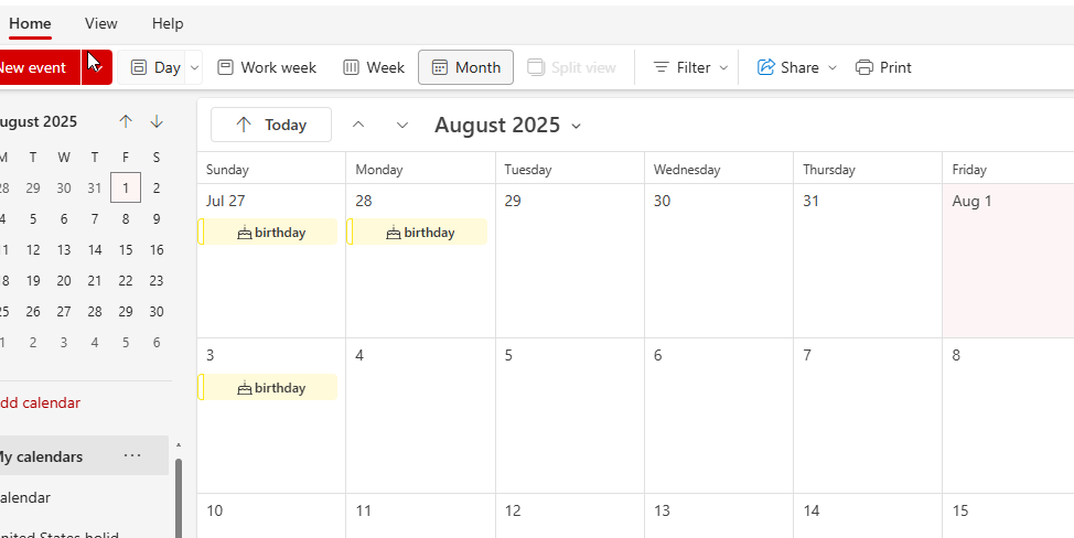 Birthday Calendar Not Showing Person's Name - Microsoft Q&A