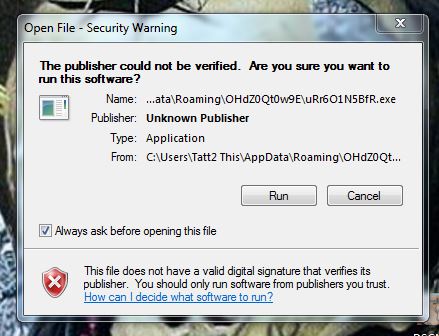 Open File Security Warning for a weird .exe every time I start computer ...