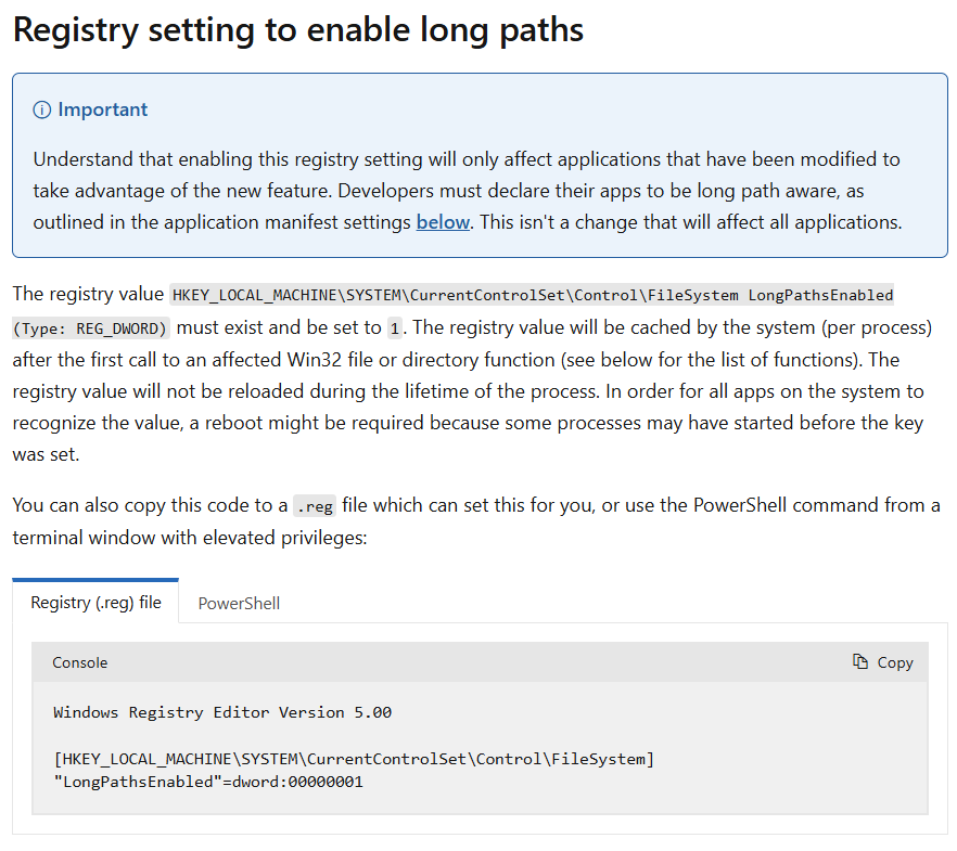 Unable to enable long path on windows 11 - Microsoft Q&A