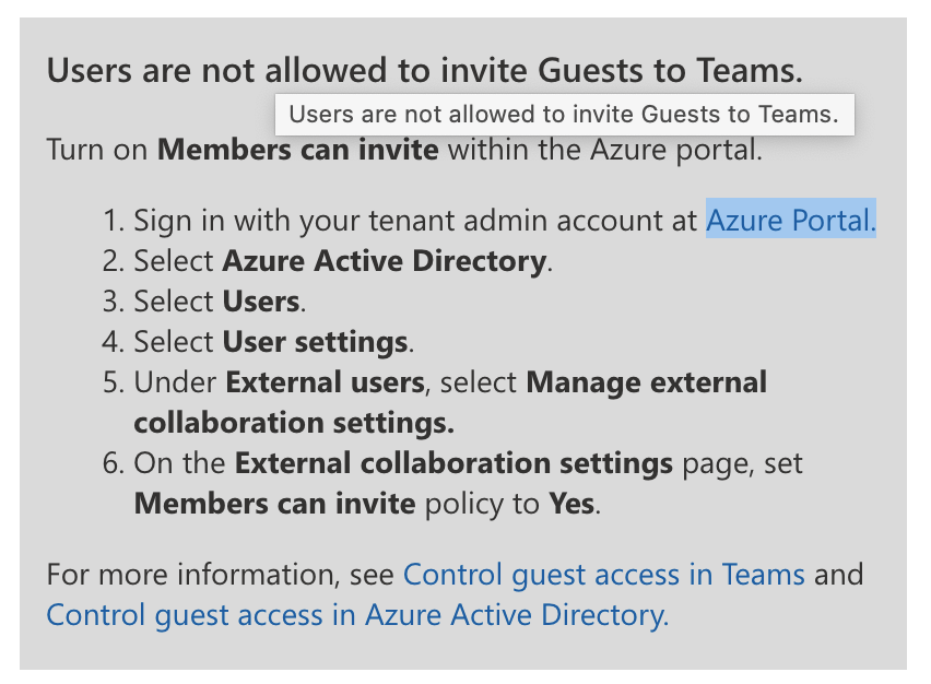 Microsoft teams - Can't add guests - We Didn't Find Any Matches ...