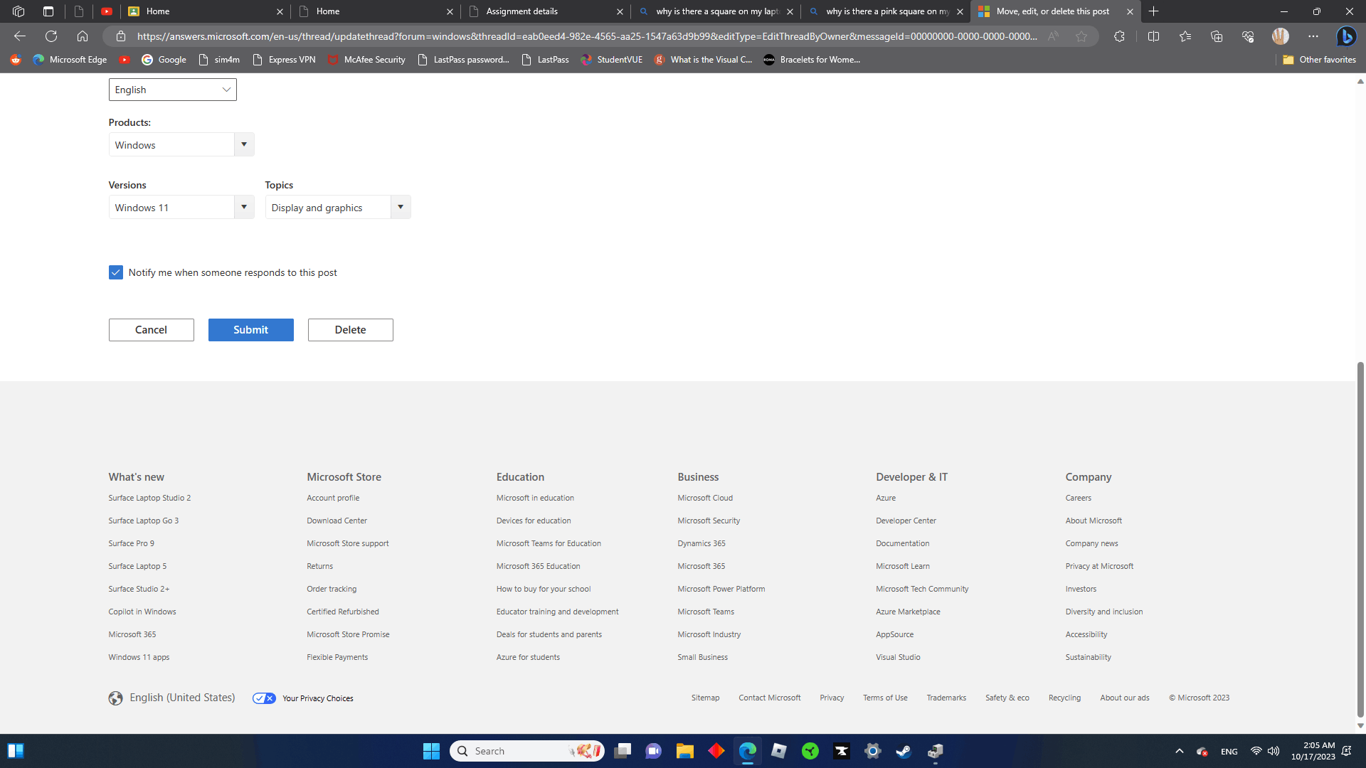 how to get rid of this square in the middle of my screen!! It changes ...