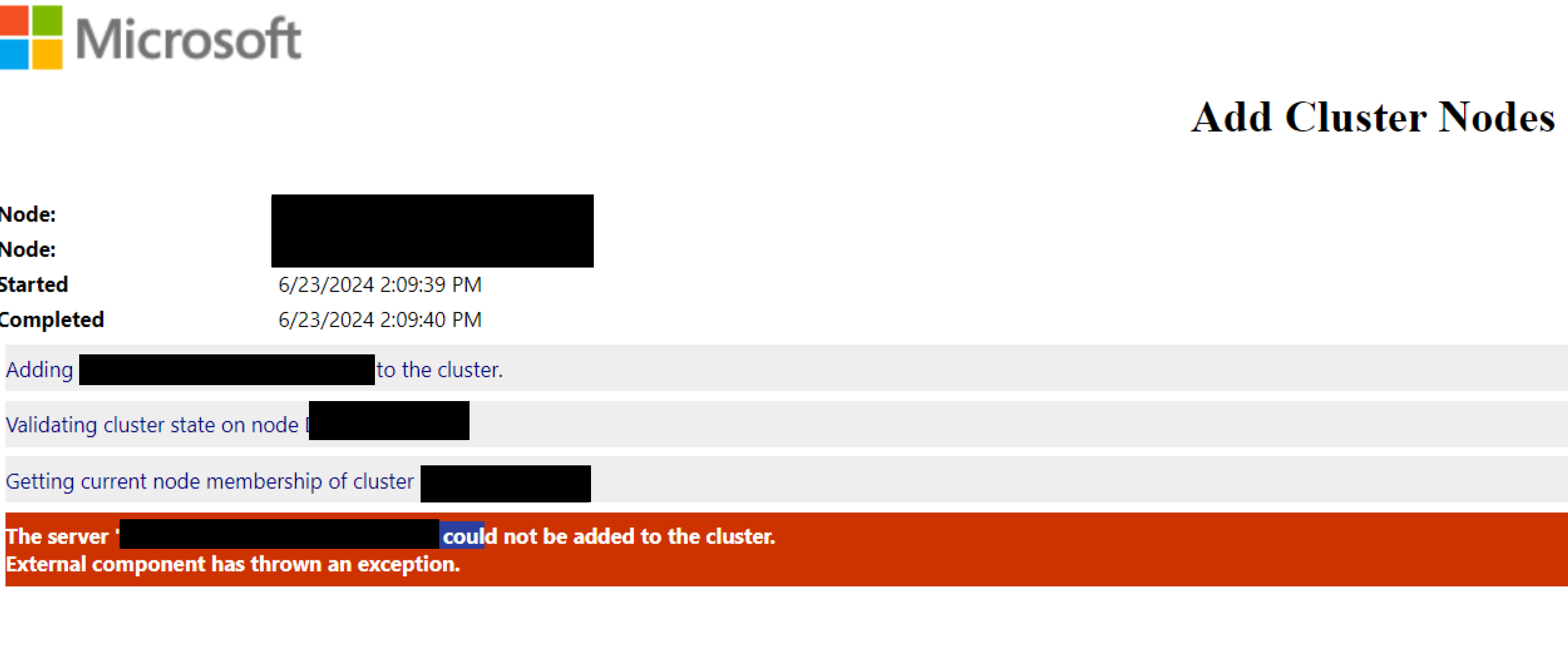 Trying To Add A Node To A Sql Cluster And I Am Getting The Following Error Microsoft Qanda
