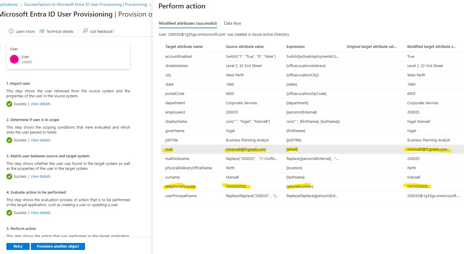 SuccessFactors to Microsoft Entra ID User Provisioning mail to [email ...