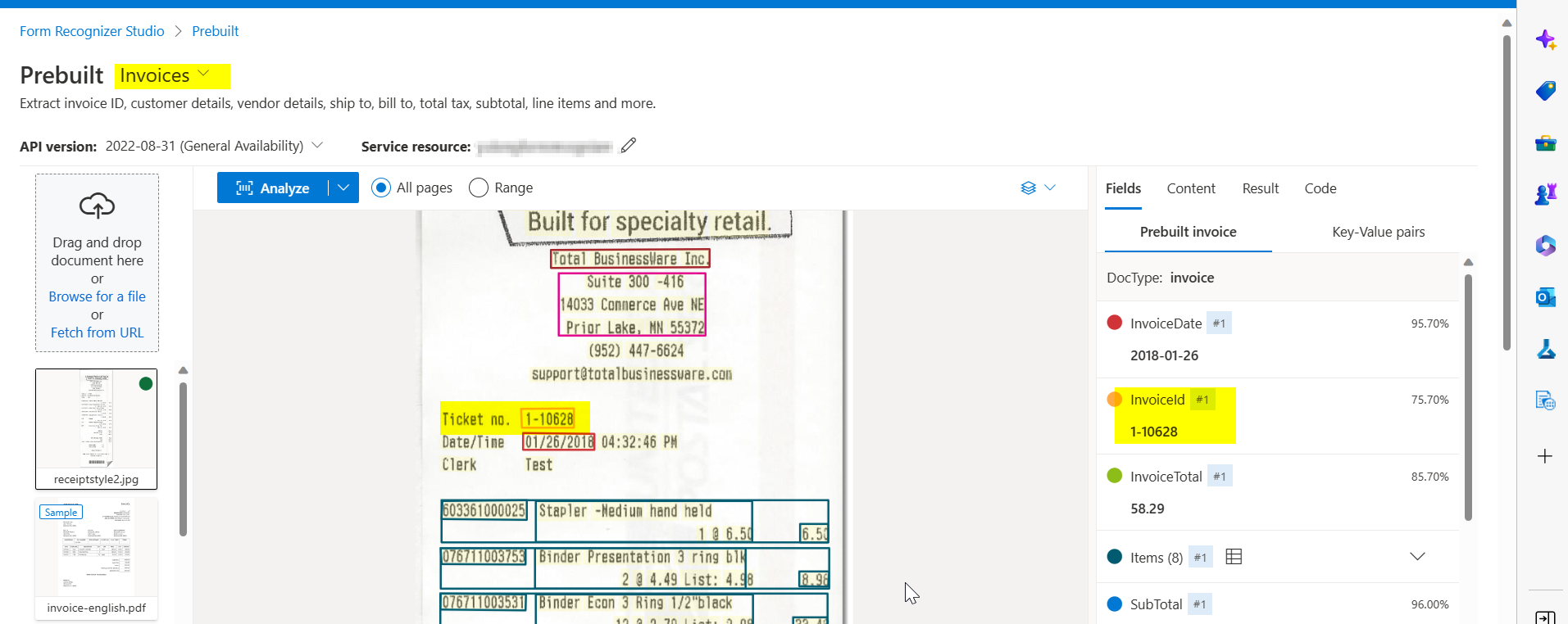 Can the Form Recognizer prebuilt Receipts model handle the receipt ID? - Microsoft Q&A