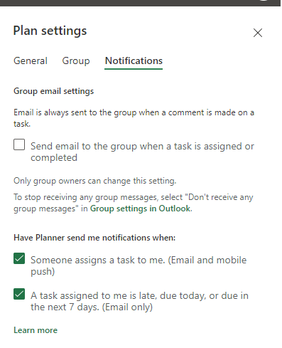 How to modify "Planner->plan->Plan settings -> Notifications" plan ...
