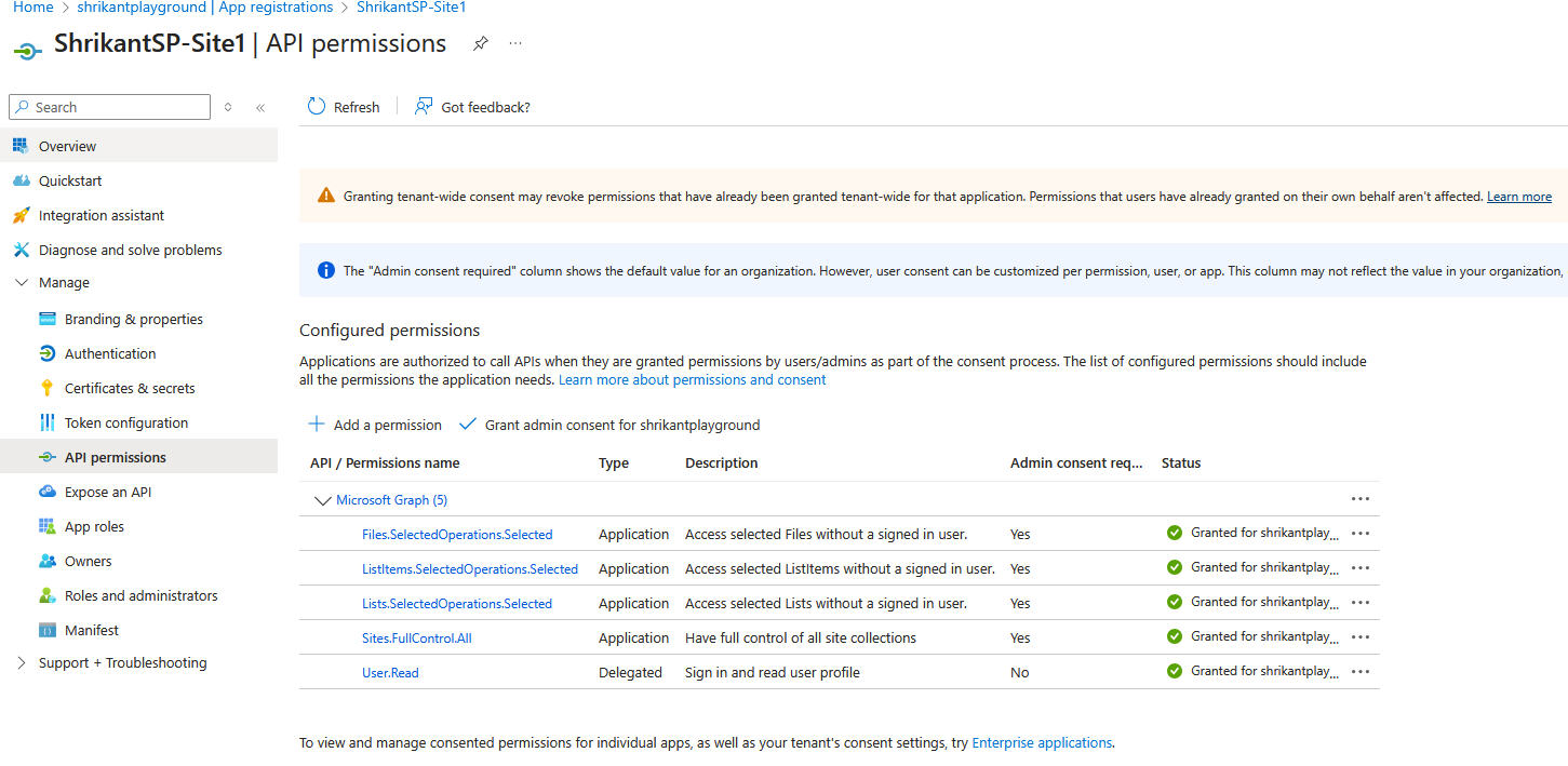 Unanle to get Permission ID for List in Sharepoint Site - Microsoft Q&A