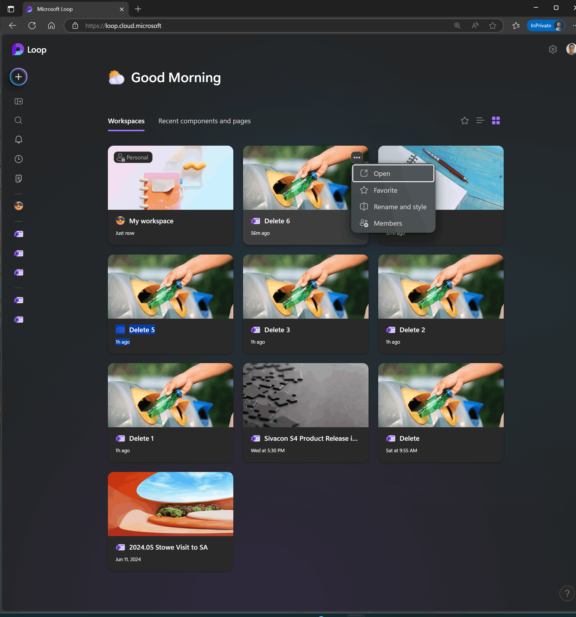 Missing delete option to remove Workspaces in Loop - Microsoft Q&A