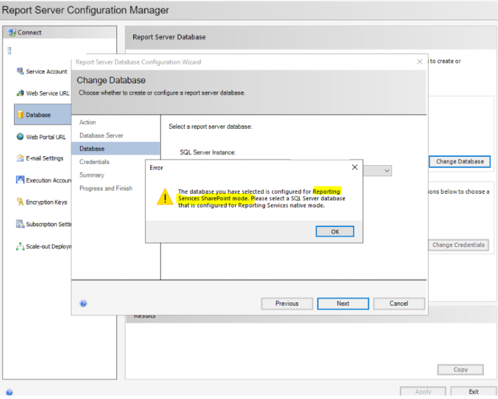 Unable to use existing report server DB to be use for PowerBI Report ... Unable to use existing report server DB to be use for PowerBI Report ...