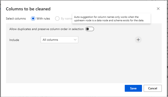Clean Missing data - Not able to select by names - Microsoft Q&A