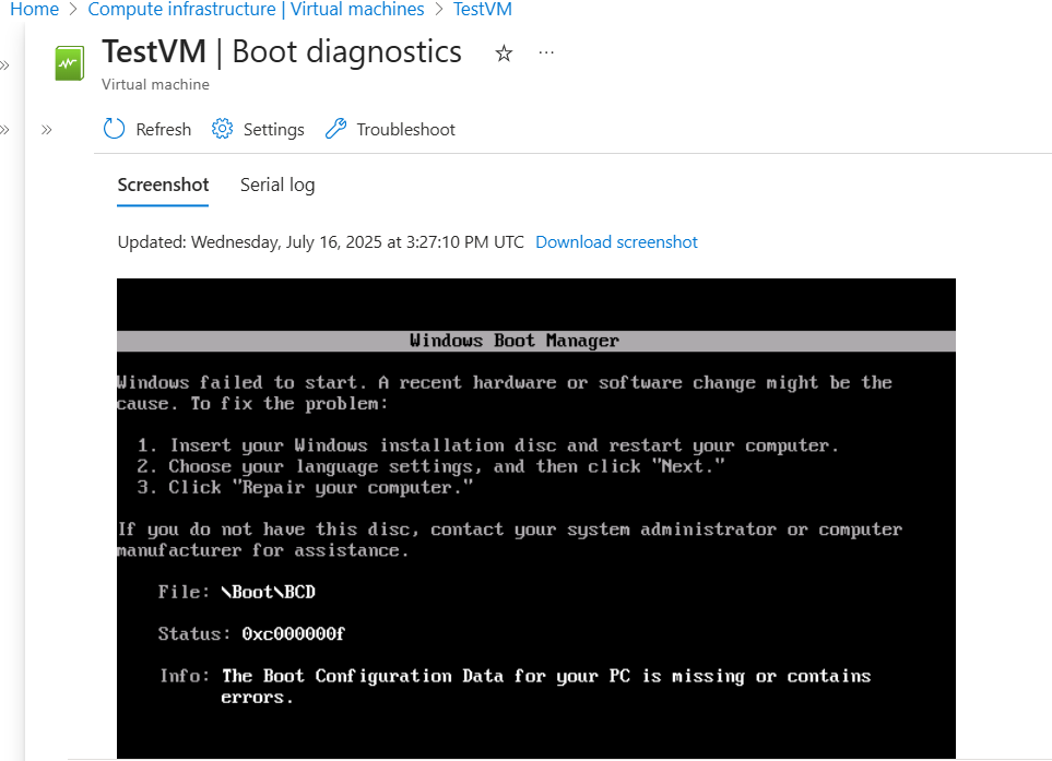 Azure VM OS corruption after disk resize – need recovery steps - Microsoft Q&A
