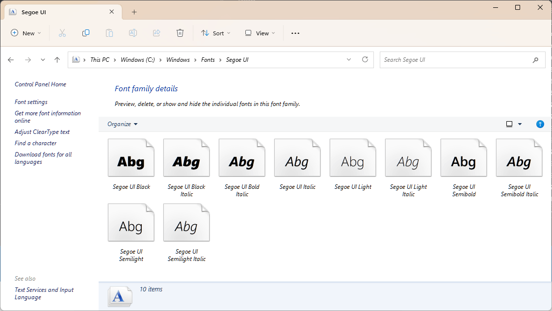 After latest update, the default windows font has changed to italic ...