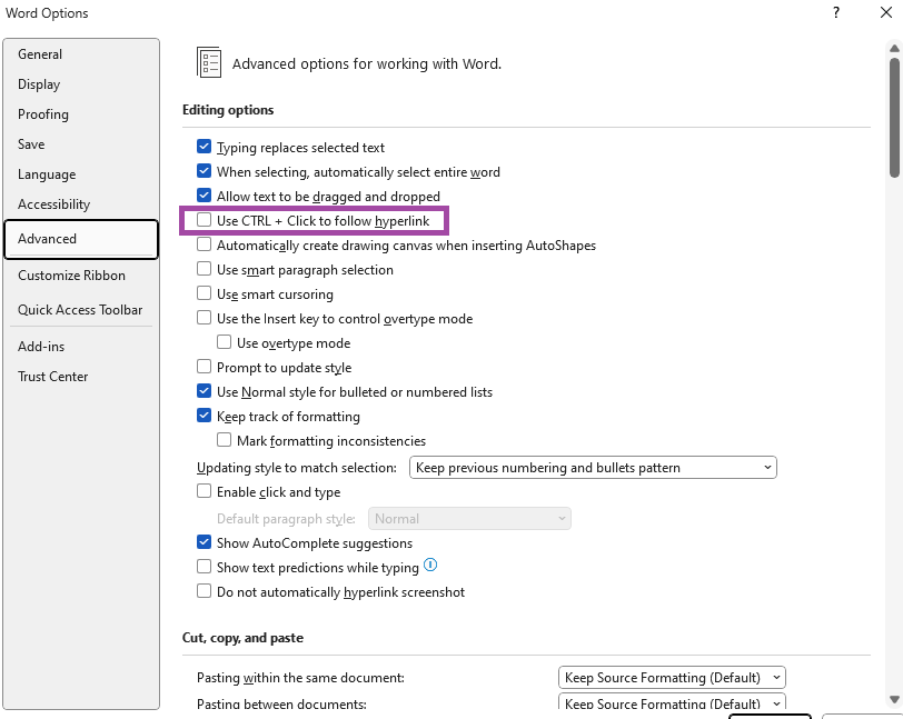Ctrl + Click not opening hyperlink in Word - Microsoft Q&A