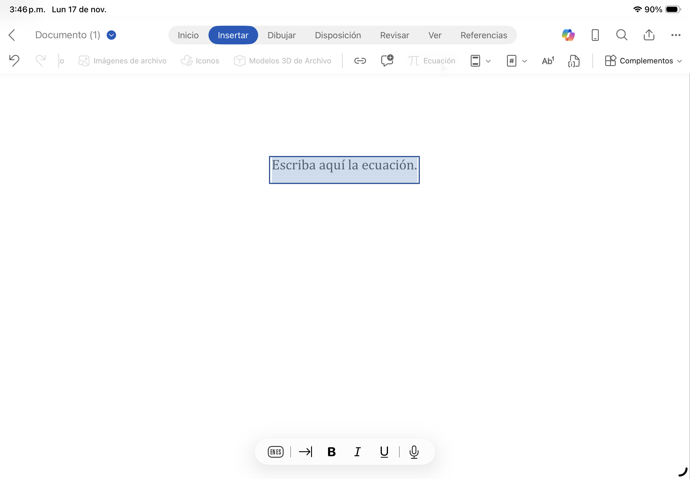 No me funciona en word la función para ecuaciones y poner referencias ...