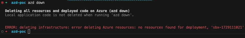 Using Azd The Command Azd Down Gave This Error Error Deleting Infrastructure Error Deleting