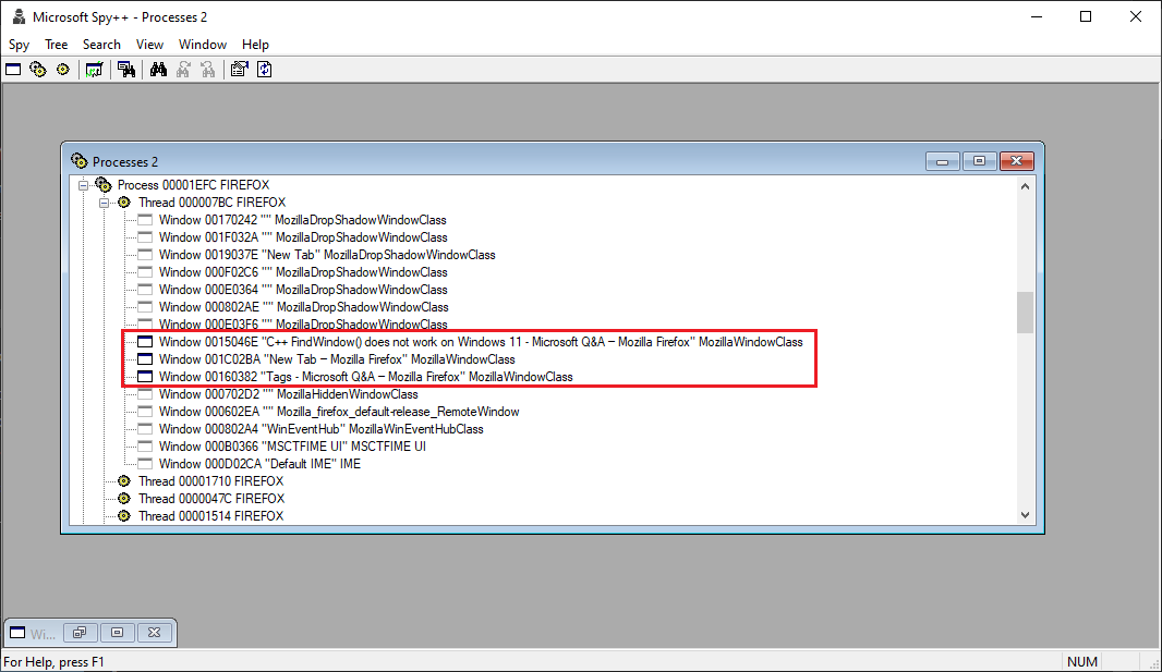 C++ FindWindow() does not work on Windows 11 - Microsoft Q&A