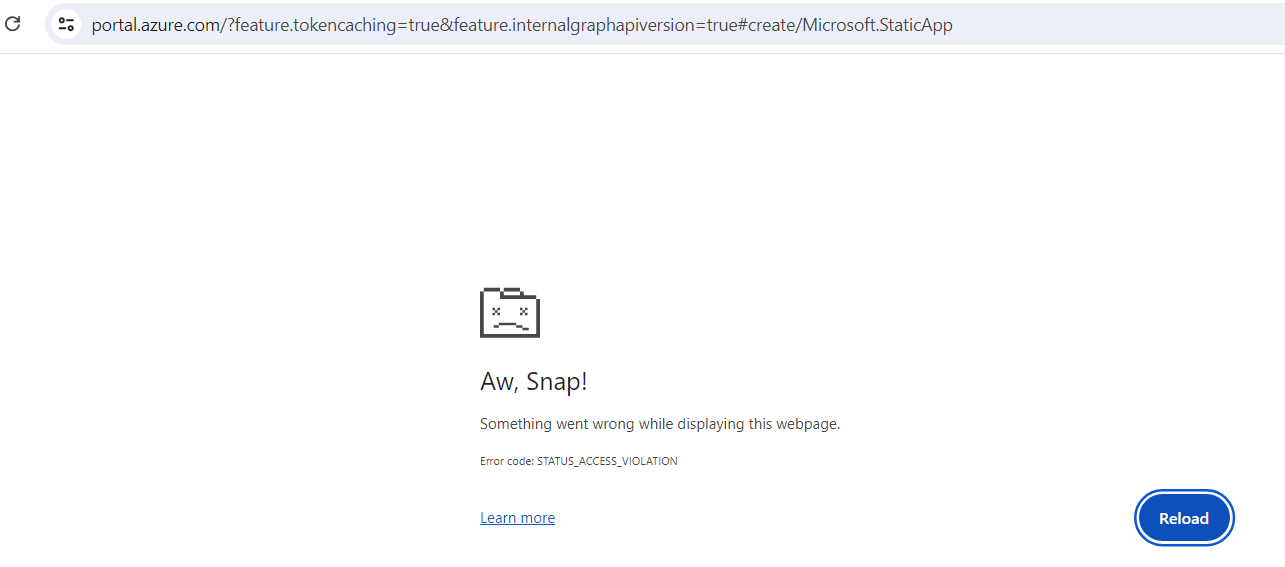 Create Static Web App Issues With Dedicated Preview Microsoft Qanda