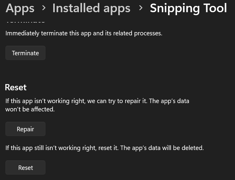 Snipping tool error happens alot How do i fix this - Microsoft Q&A