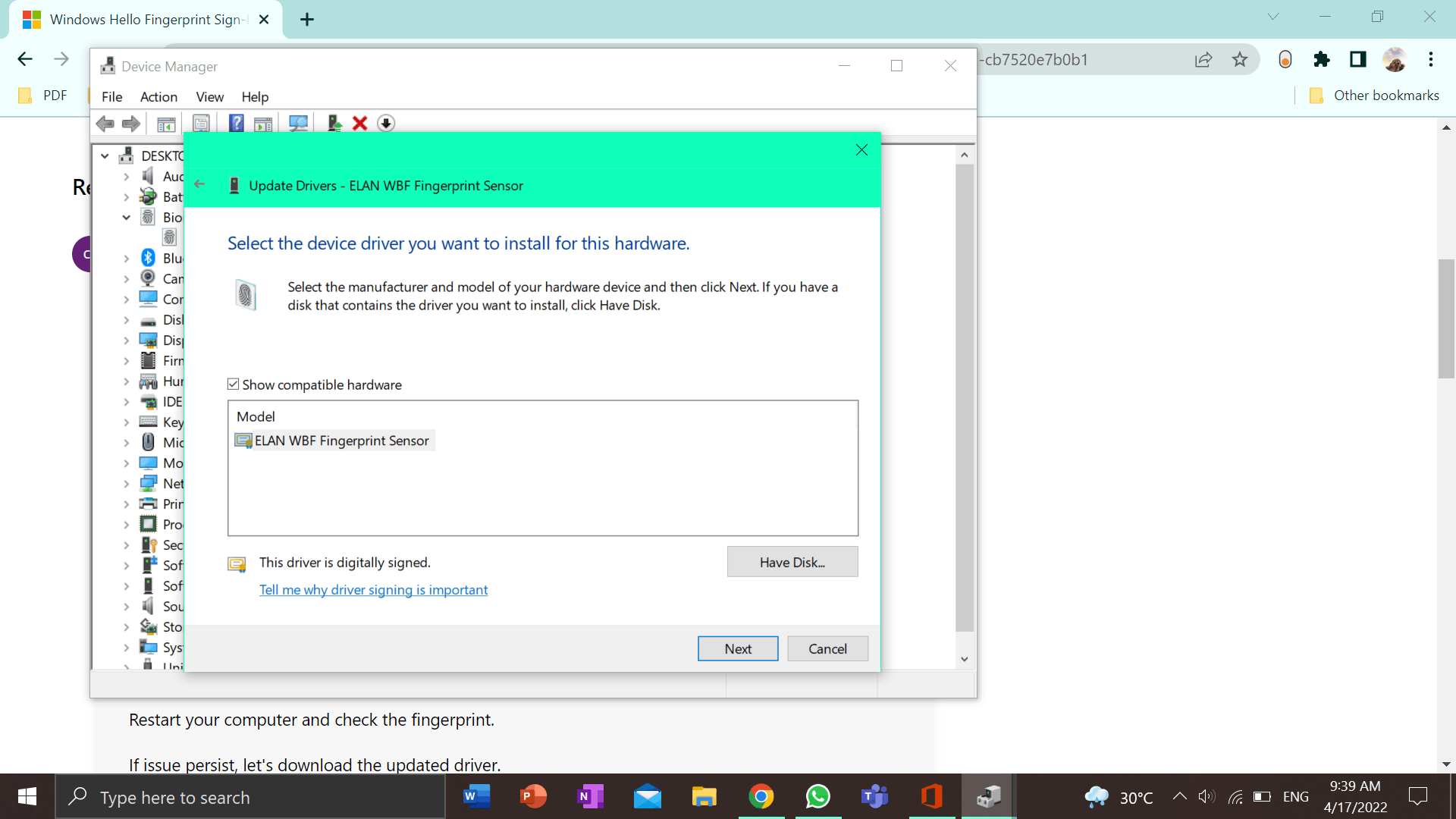 Windows Hello Fingerprint Sign-In - Microsoft Q&A