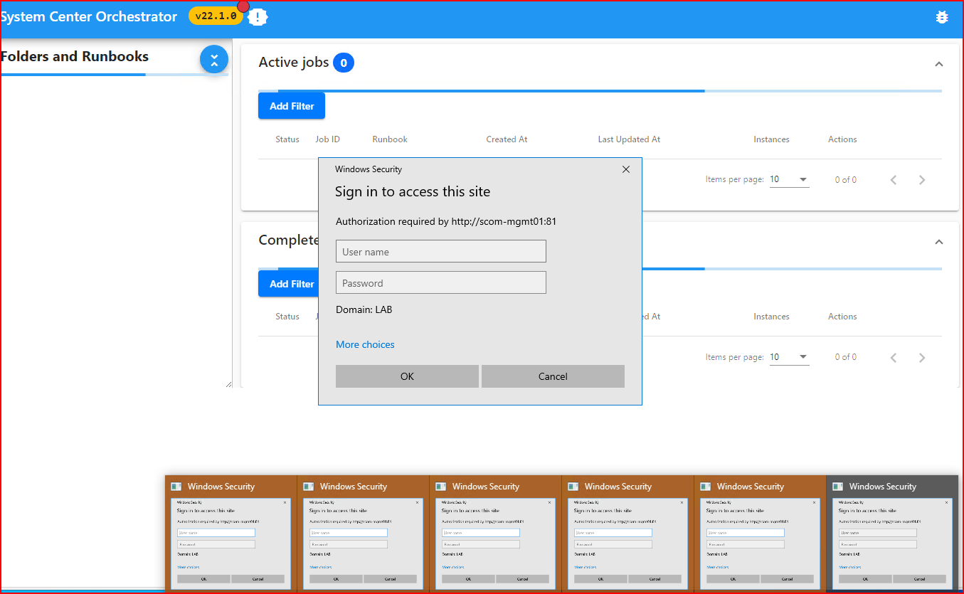 Orchestrator 2022 Ur2 Webconsole Multiple Credential Input Request