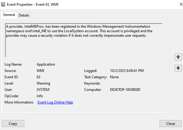 help! what can i do ? A provider, IntelMEProv, has been registered in ...