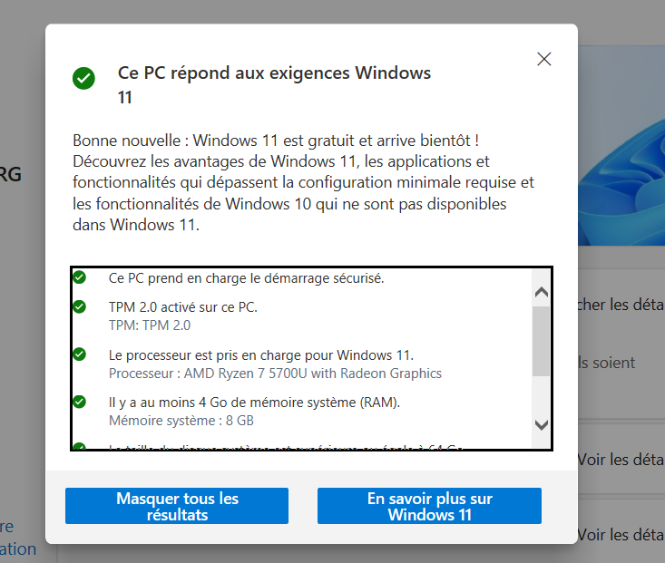 Mise à jour de W10 vers W11 non disponible dans Windows update ...