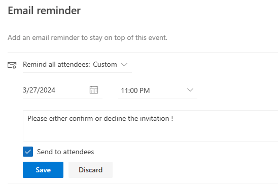 Automatically sending a mail reminder to non-responsive invitees to the meet - Microsoft Q&A