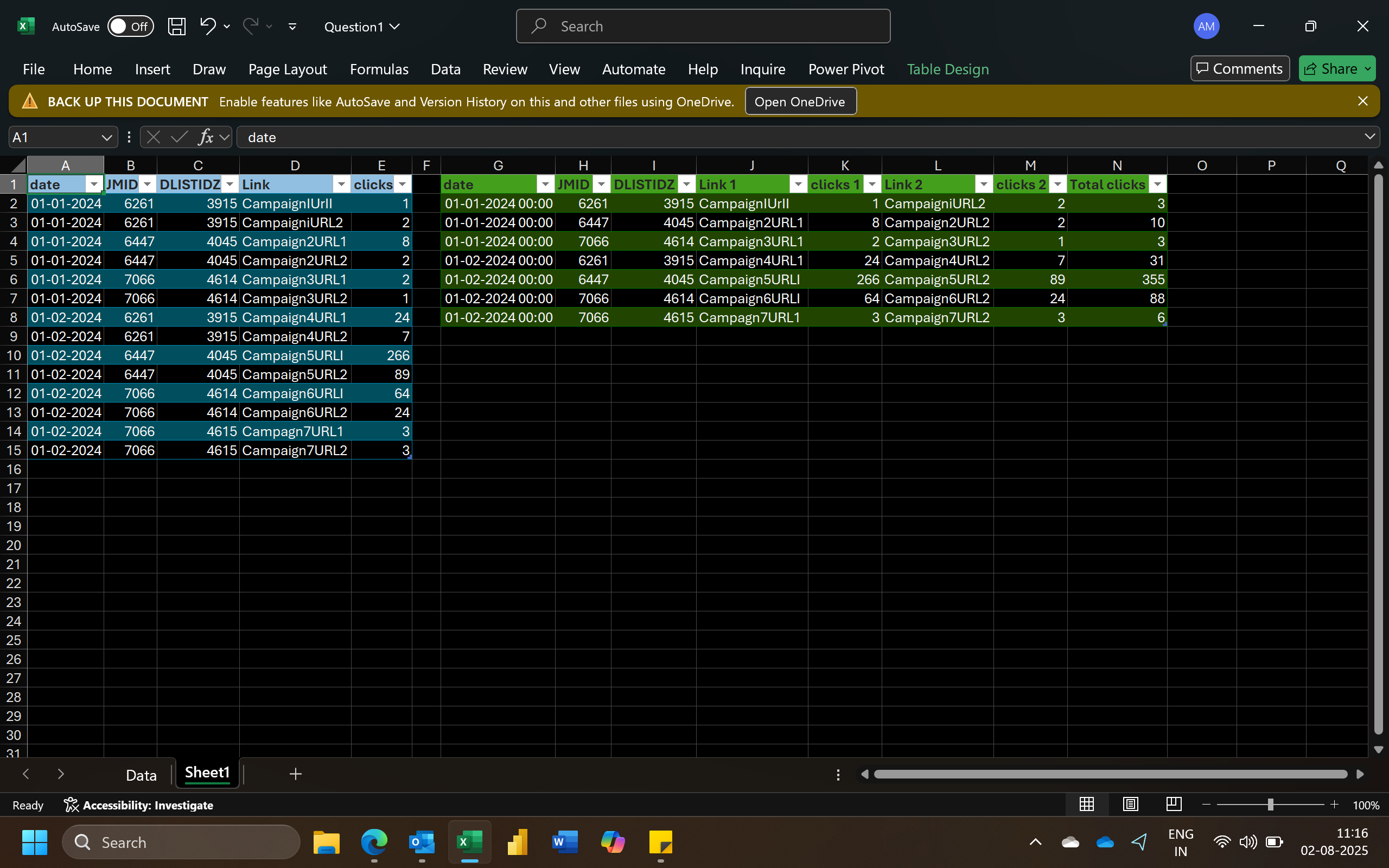 Help with automating a table with two rows of similar data into one row - Microsoft Q&A