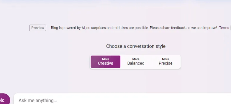Choose a conversation style Bing AI - Microsoft Q&A