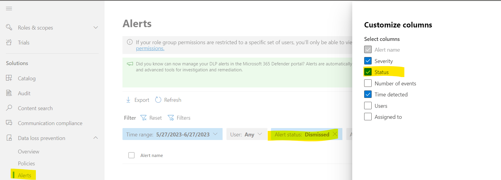 Report DLP Alert Dimissal Date & Time - Microsoft Q&A