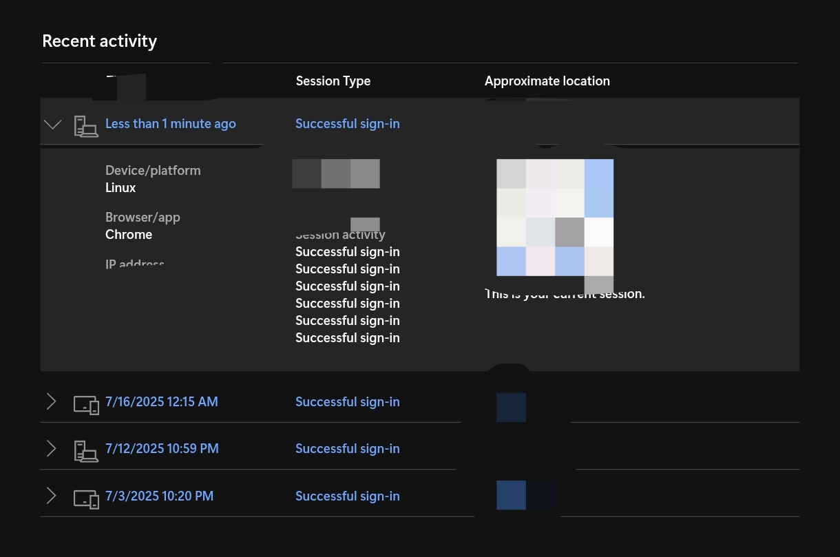 Have microsoft changed the behaviour of the "See your recent activity ...