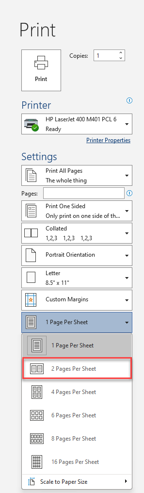 Word prints 2 pages per side automatically - Microsoft Q&A