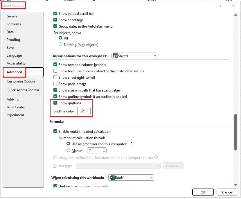 Gridlines not displayed - Microsoft Q&A