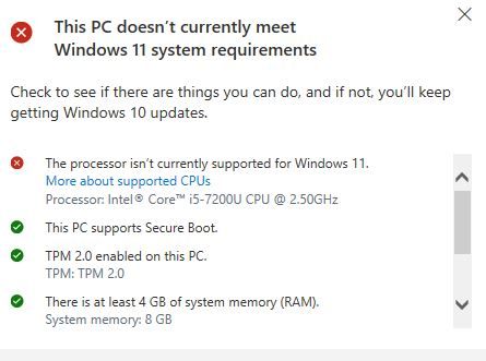 My Intel i5 processor fails the Windows 11 test - why? - Microsoft Q&A