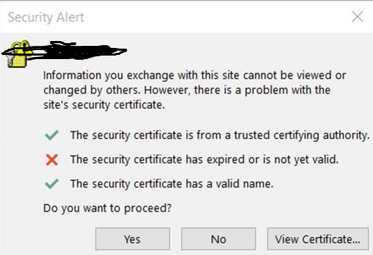 Security Alert Pop Ups In Outlook Client Microsoft Qanda