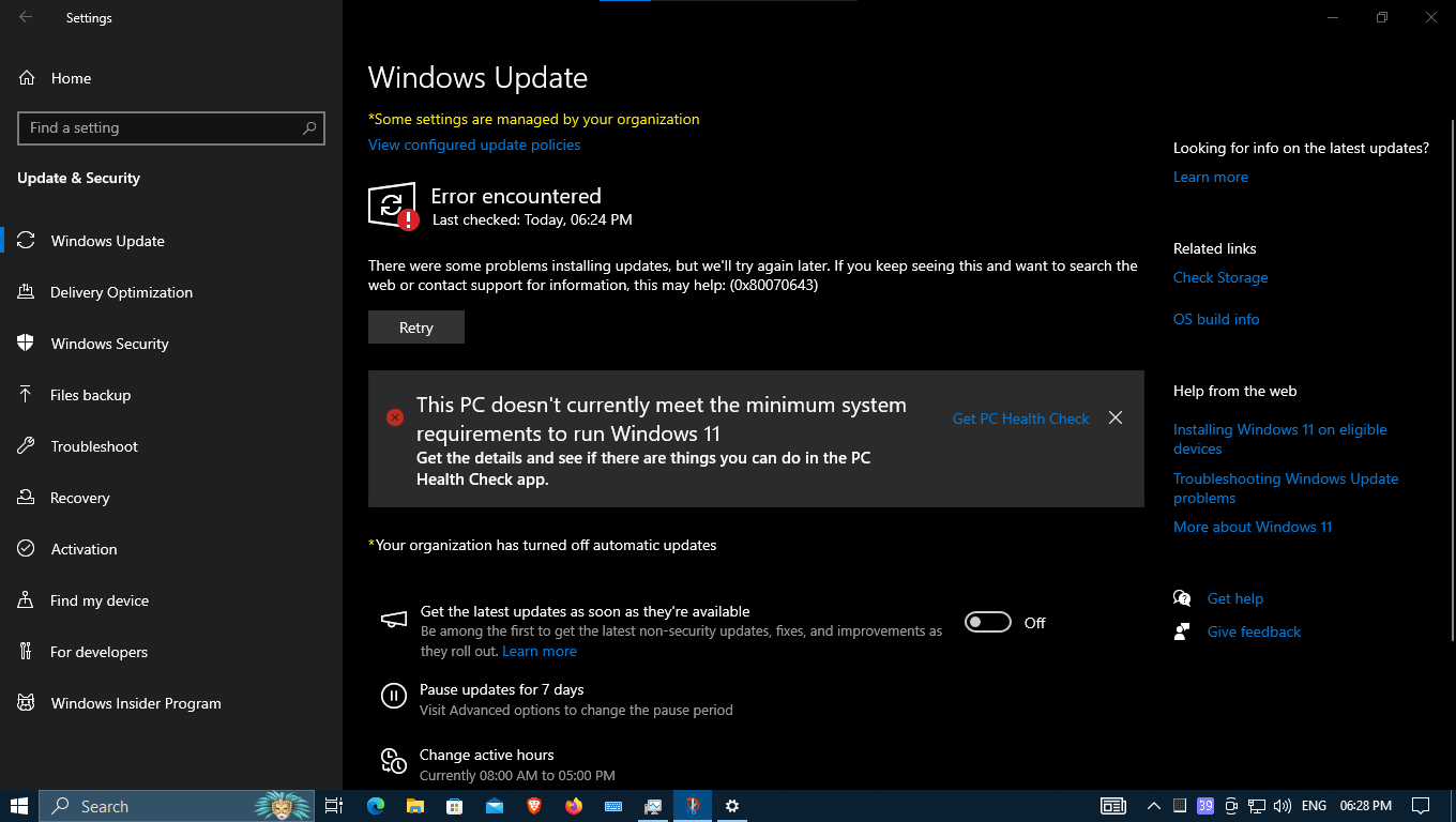 Windows Update Failure Error Code 0x80070643 - Microsoft Q&A
