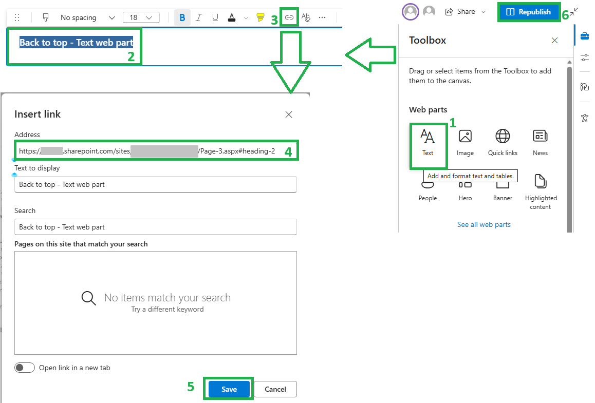 sharepoint page - create link from bottom page back to top? - Microsoft Q&A