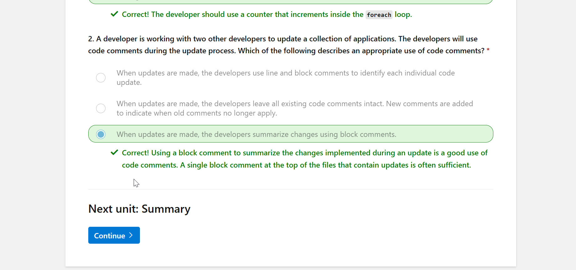 Knowledge Check not working - Microsoft Q&A