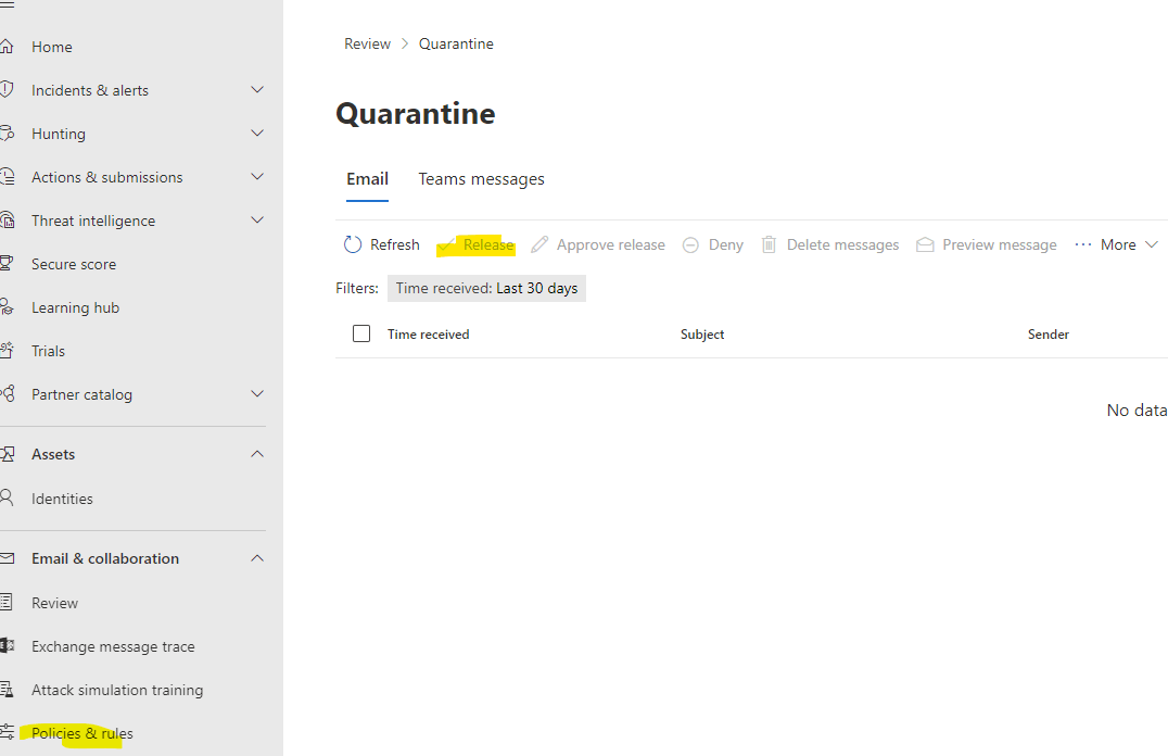 how to release quarantined emails in Outlook? - Microsoft Q&A