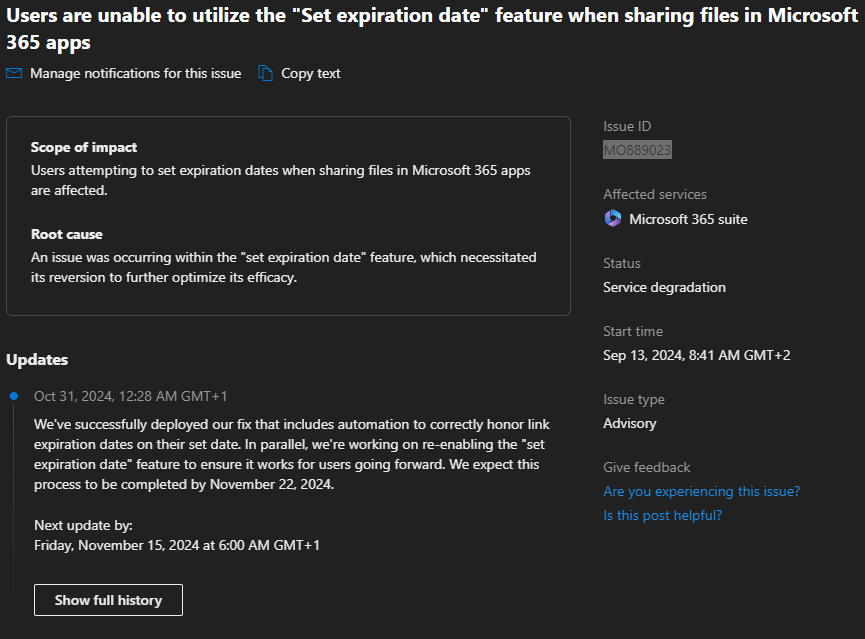 Unable to set expiration date in OneDrive Copy Link settings ...