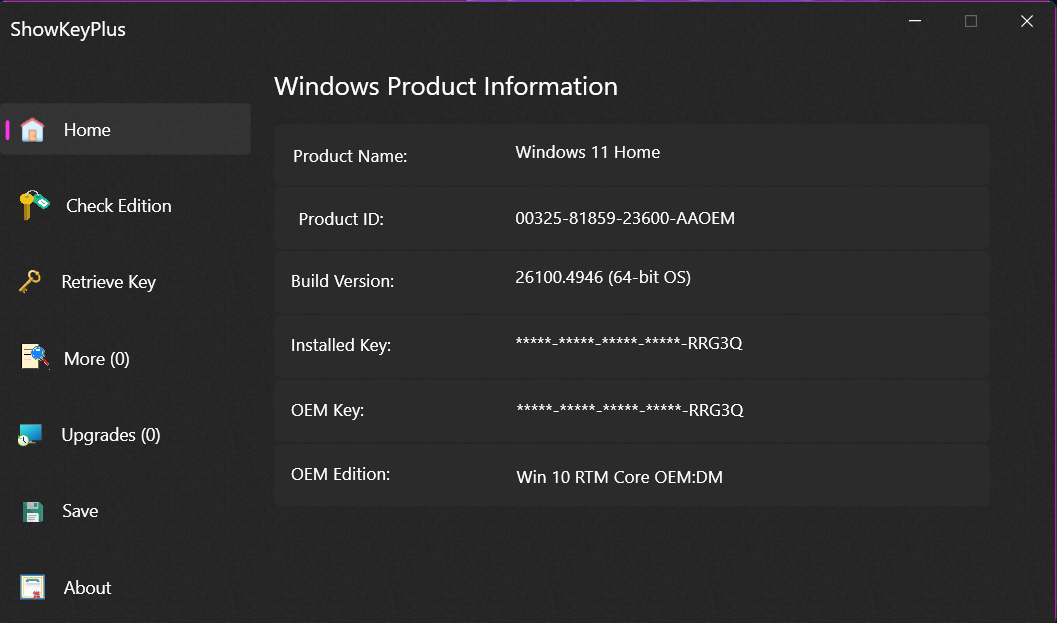 I reinstalled Windows 11 Home on my laptop, but my OEM product key is ...