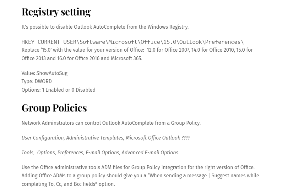 Group Policy to control use of Autocomplete - Microsoft Q&A