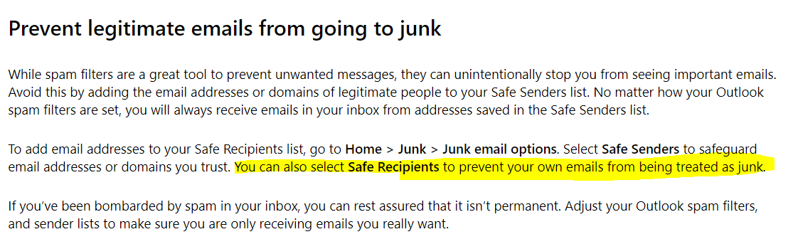 What is the difference between the safe sender and safe recipients tab ...