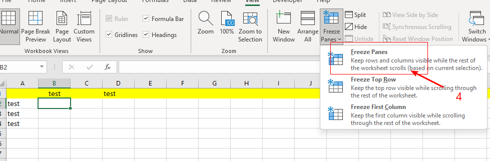 try to freeze both my 1st column and top row at the same time ...